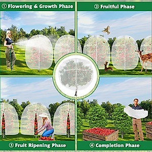 OZMI 4 Pack Garden Plant Fruits Blueberry Bushes Protection Netting Covers Barrier Bags with Metal Zipper & Drawstring, Garden Plant Tree Blueberries Bush Protector Mesh Net Bags(4 x 5 Ft)