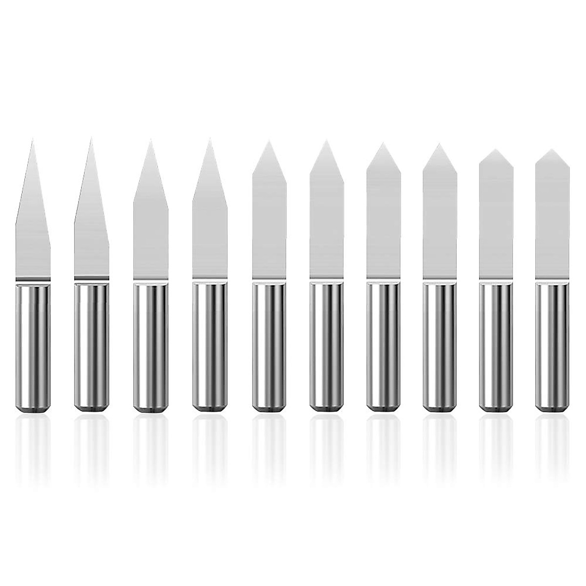 10pcs CNC Router V Bits, 1/8" Shank V Groove Router Bit for PCB MDF Hard Wood Aluminum Copper| 20/30/45/60/90 Degrees, 0.1mm Tip