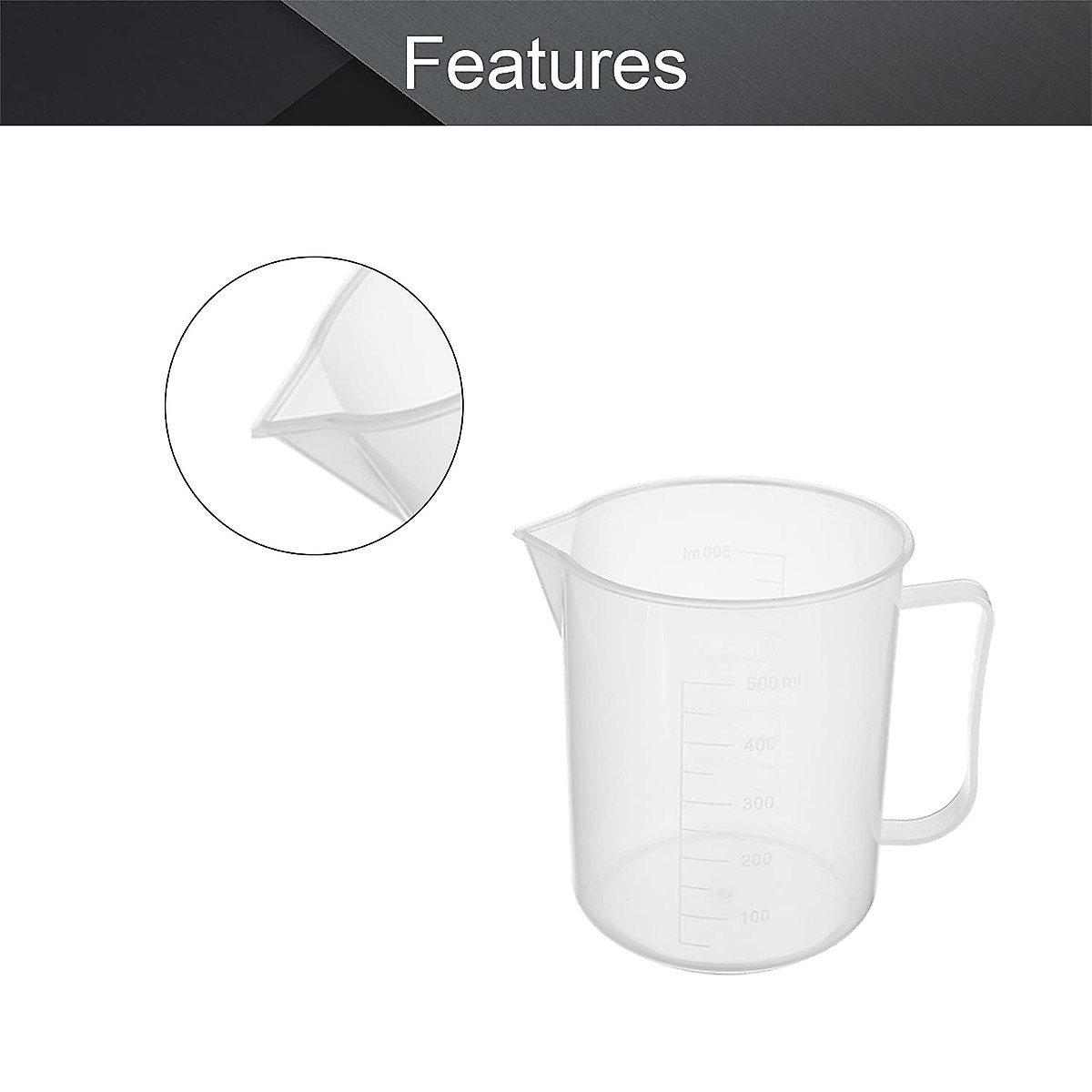 Othmro 9PCS 16oz Measuring Cup, PP Plastic Graduated Beaker, Transparent Measuring Pitcher with Handle for Lab Kitchen Liquids(500ml)