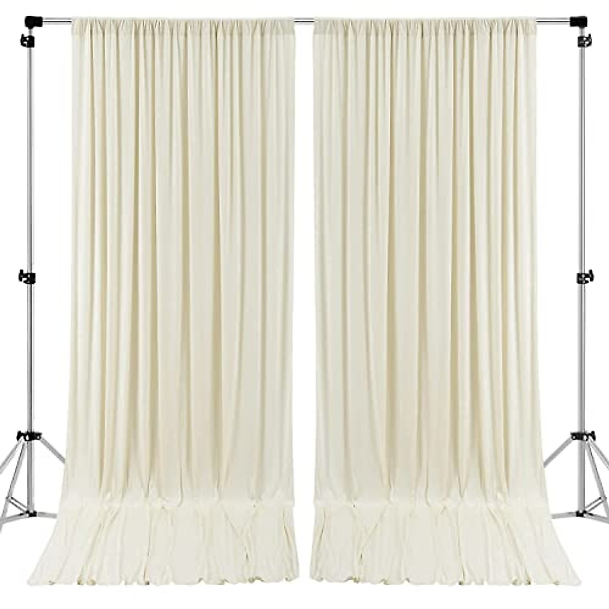 10 ft x 10 ft Wrinkle Free Ivory Backdrop Curtain Panels, Polyester Photography Backdrop Drapes, Wedding Party Home Decoration Supplies