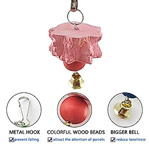 Bird Grinding Beak Calcium Stone With Bell,Rat Mineral Lava Block Trimming Teeth Chewing Toys for Chinchilla Bunny Budgie Cockatiel Parakeet Parrot 6-Pcs(Random Delivery Of Color)