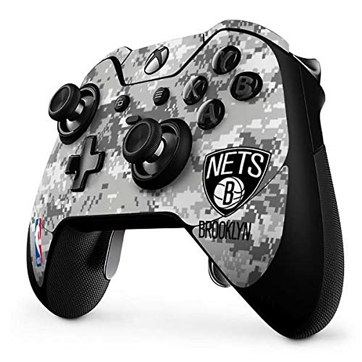 Skinit Decal Gaming Skin Compatible with Xbox One Elite Controller - Officially Licensed NBA Brooklyn Nets Digi Camo Design