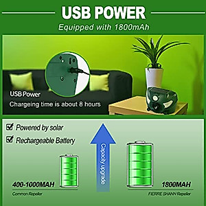 Fierre Shann Solar Outdoor Repeller, Waterproof, with 5 Working Modes and Flashing Light