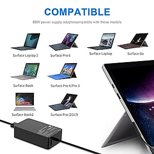 65W Surface Pro Charger for Microsoft Surface Pro 9 8 3 7 6 5 4 X Windows Surface Laptop Charger 5, 4, 3, 2, 1 Surface Go1, 2, Surface Book 3, 2, 1, with 5V 1A USB Charging Port, Support 44W, 36W, LED
