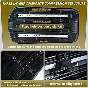 56 Inch Black Rooftop Cargo Box Carrier, Large 13 Cubic Feet Car Top Mount Travel Luggage Storage, Dual Side Opening, Heavy Duty Waterproof Rooftop Storage Box with Security Keys