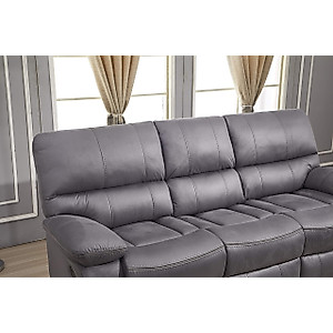 Betsy Furniture Microfiber Reclining Sofa Couch Set Living Room Set 8007 (Grey, Sofa+Loveseat+Recliner)