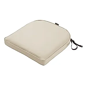 Classic Accessories Montlake FadeSafe Water-Resistant 20 x 20 x 2 Inch Contoured Patio Dining Seat Cushion, Antique Beige