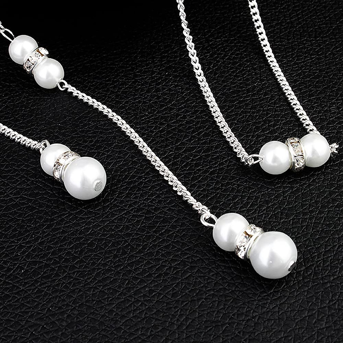 Asphire Vintage Bridal Pearl Back Chain Necklace Long Pendant Lariat Y Necklace Crystal Pearl 1920s Costume Wedding Accessories for Women