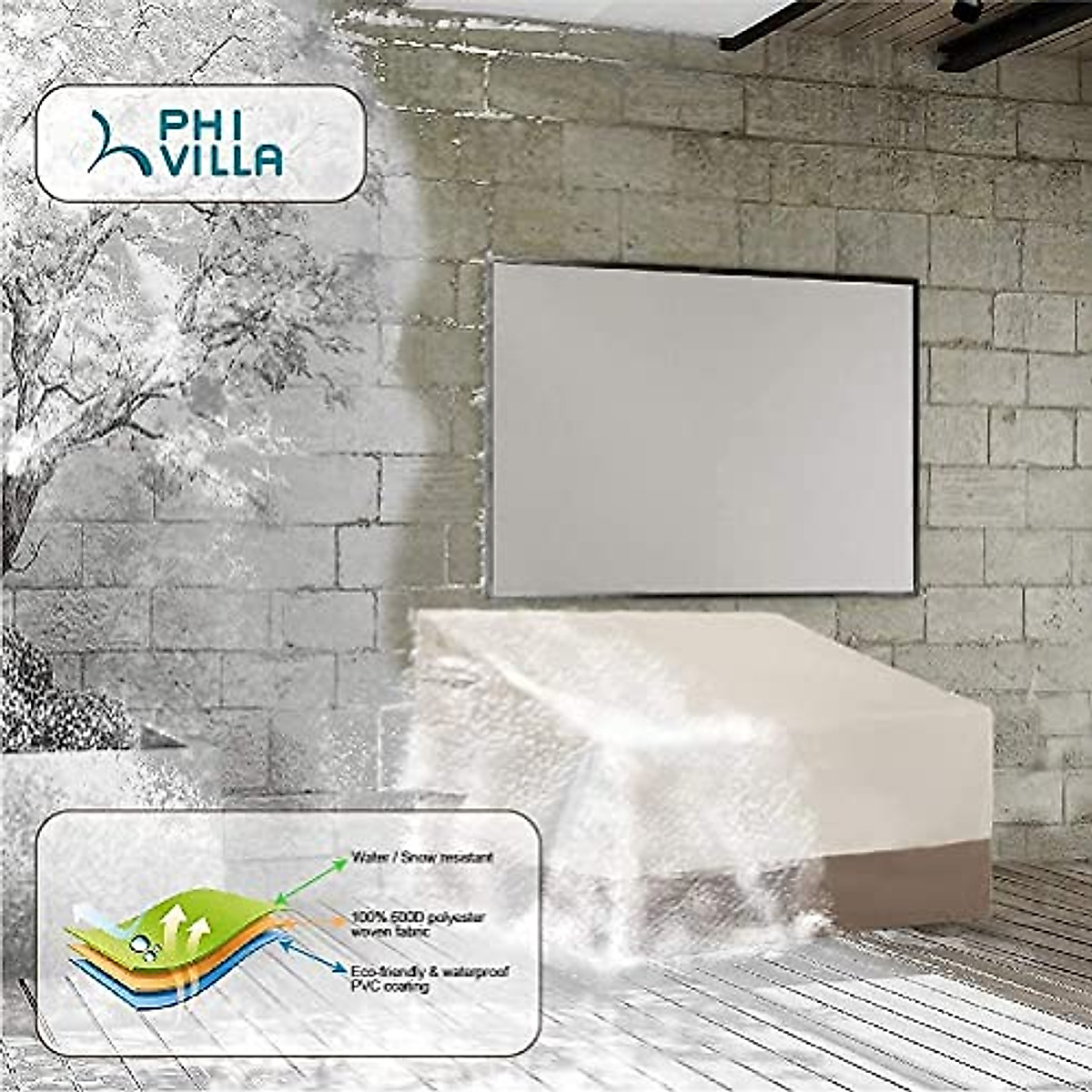 PHI VILLA Patio Loveseat Bench Covers & Deep Seating Chair Cover, Outdoor Patio Furniture Cover Set for Patio Lawn Garden