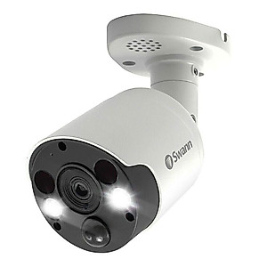 Swann Add-On DVR Bullet Security Camera with Sensor Spotlight, 4K Ultra HD Video, Indoor or Outdoor Design, Dusk to Dawn Color Night Vision Plus True Detect Heat and Motion Detection