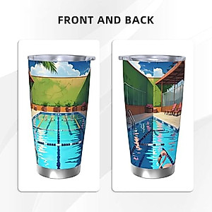 WXZYFP Car cup (single silver rim), can use a straw or drink directly, easy to use.Flamingo and swimming pool