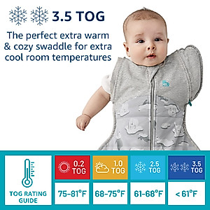 Love to Dream Swaddle UP Transition Bag Extra Warm 3.5 TOG, Gray, Large, 19-24 lbs, Patented Zip-Off Wings, Gently Help Baby Safely Transition from Being Swaddled to Arms Free Before Rolling Over