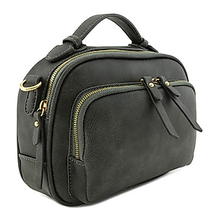 Top Handle Mini Satchel Bag Crossbody Purse (Charcoal Grey)