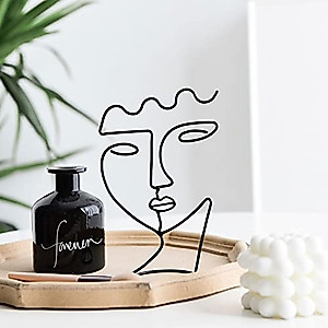 shangjia Metal Face Outline, Metal Face Decor, Abstract Sculpture, Iron Character Statue Decor, Geometric Hat Stands Metal Rack Wigs Holder, Bedroom Display Stand for Jewelry, Hats, Wigs, A