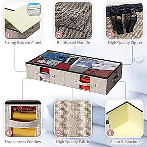 Underbed Storage Container / Closet Organizer/ Storage Bins For Underbed Storage or Bedroom Organization | 4 Handles & 4 Windows | 2 Pack |