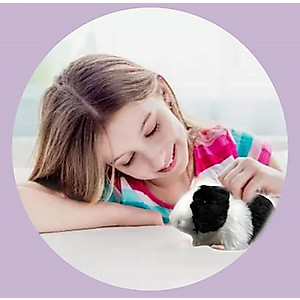 Fadoofa 8" Guinea Pig Plush Stuffed Guinea Pig Long Fur Guinea Pig Stuffed Animal Realistic Super Soft Toy Kids Gift (Black+White)