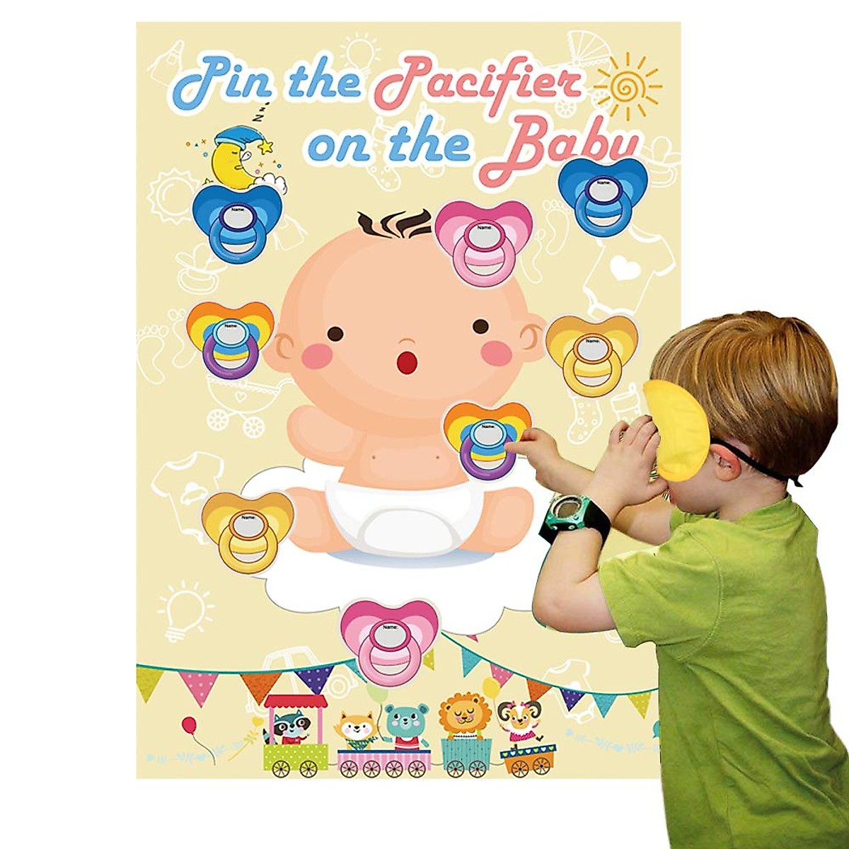 Hooqict Pin The Pacifier On The Baby Game with Baby Shower Scratch Off Game Girls Boys Baby Shower Games Party Favors Gender Reveal Party Supplies