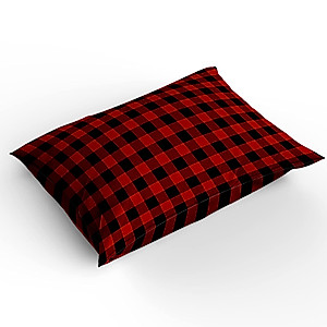 Savannan Duvet Covers 3 Pieces Set California King Size, Christmas Red and Black Plaid Buffalo Check Farmhouse Decoration Bedding Set with Zipper Closure & Corner Ties (1 Duvet Cover + 2 Pillow Sham)