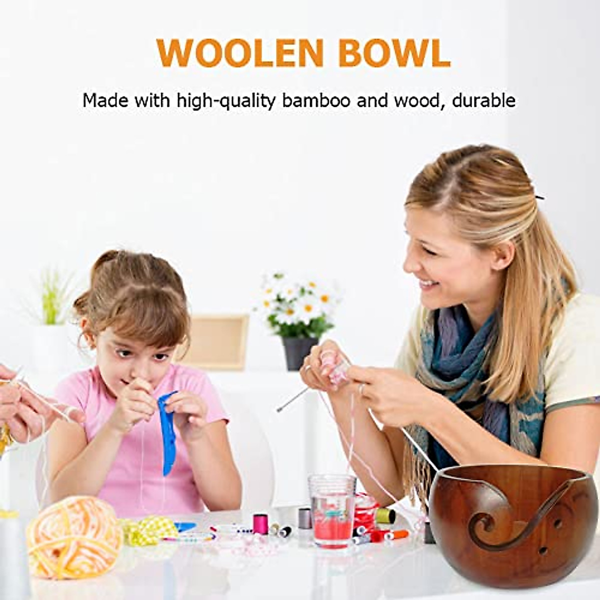 Natural Wooden Yarn Storage Bowl Organizer Knitted Crocheted Sewing Holders