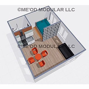 Generic LuxeKit ADU 20'x16' Modern Prefab ADU with Full Bathroom, Kitchen, Living Room, and Bedroom., WHITE