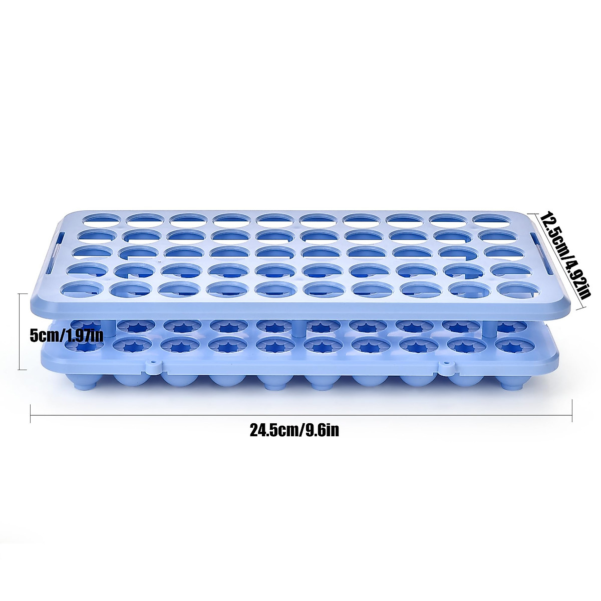 BIGLEE Plastic Test Tube Holder Rack with Silicone Pad for Test Tubes with a Diameter of Less Than 18MM, Detachable,Holes 50 (1 Pack)