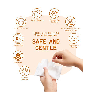 FriPuP Dog Eye Wipes, Travel Size Pet Wash Pads for Ear Face Wrinkle Cleaning, Gentle Tear Stain & Eye Discharge Remover for Cats Kitten Puppy, Essential Small Dog Items, Soft 100 Count (Pack of 2)