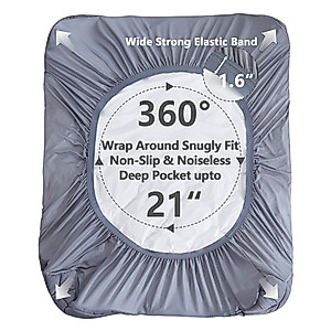 ELVEN HOME King Size Mattress Pad Waterproof Cooling Mattress Topper King 78"x80" Noiseless Urine Proof Mattress Protector Cover Deep Pocket Washable Quilted Fitted Soft Mattress Pad, Grey