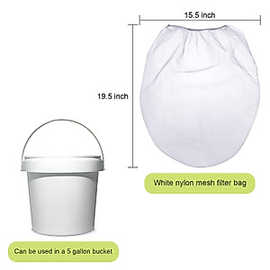 10 Pcs 5 Gallon Elastic Top Paint Strainer Bags White Fine Mesh Bag Filters for Hydroponics Painting Gardening