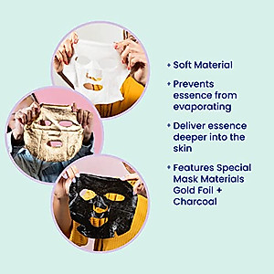 FACETORY Best of Seven Facial Masks Collection - Hydrate, Radiance Boost, Soothe, Revitalize, Nourish, Purify Skin - For All Skin Types, Variety Pack of 7 Sheet Masks