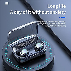 BANAAO Wireless Bluetooth Digital Display Touch-Control Earbuds -Mini in Ear Light-Weight Built-in Mic Stereo Noise Cancellation Earphones with Charging Case for Office Outdoor Sport