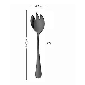ARFUKA Salad Servers Salad Spoons and Fork Set Stainless Steel Serving Utensils for Salad Gravies or Pasta Rose Black