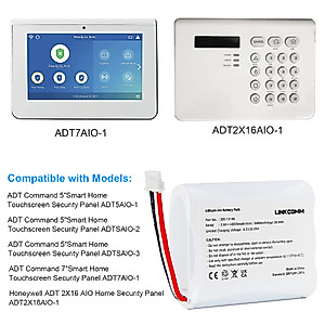 LINKCOMM 300-10186 Battery Replacement for ADT Command Smart Security Panel, 3.6V/4.2V 8000mAh Lithium ion Battery Pack