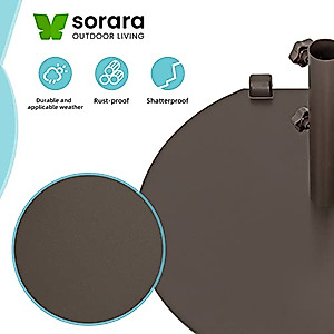 SORARA 55 lbs Umbrella Stand Outdoor Base Heavy Duty, Patio Umbrella Base with Wheels, Outdoor Umbrella Base Weight 27 inch Diameter Steel for Deck, Lawn, Garden, Pool, Brown