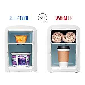 Chefman - Iceman Mirrored Beauty Fridge With LED Lighting, 6L Portable White Mini Refrigerator, Skin Care, Makeup Storage, Chill Cosmetics & Face Masks, Small For Desktop Or Travel, Cool & Heat