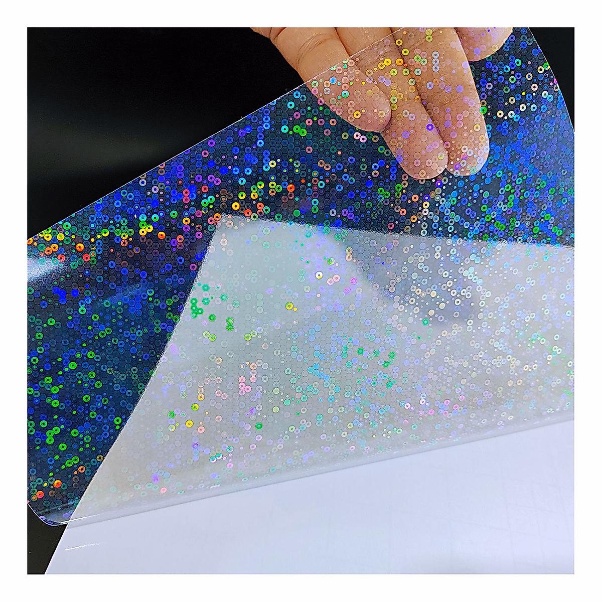 Bleidruck 25 Sheets Holographic Clear Vinyl Holographic Sticker Paper Self Adhesive Waterproof Holographic Overlay Film A4 (11.7 x 8.3 Inch) Holographic Overlay (Bubbles)