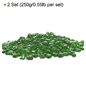 MECCANIXITY 500g/1.1lb 3-6mm Decorative Glass Stones, Polished Glass Pebbles Marbles DIY Decor for Vase Filler Beads Crafts Fish Tank Aquarium Garden Decoration, Green