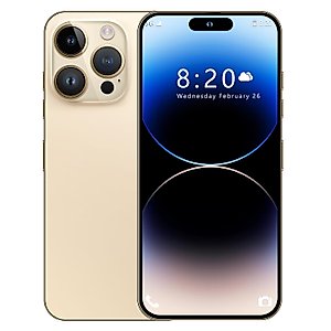 xixaomiro i14Pro 2023 Unlocked 5G Android Cell Phone 8GB + 512GB 1TB Expandable 6.7 "FHD 90Hz Display Screen 6800mAh Battery Mobile Phone 13 MP/48MP Camera Dual Sim Card (Golden)