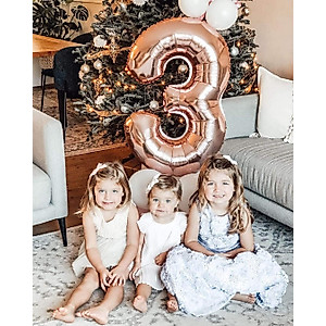 40 Inch Large Rose Gold Number 7 Balloon Extra Big Size Jumbo Mylar Foil Helium Balloons for Birthday Party Celebration Decorations Graduations Wedding Anniversary Baby Shower Supplies Engagement