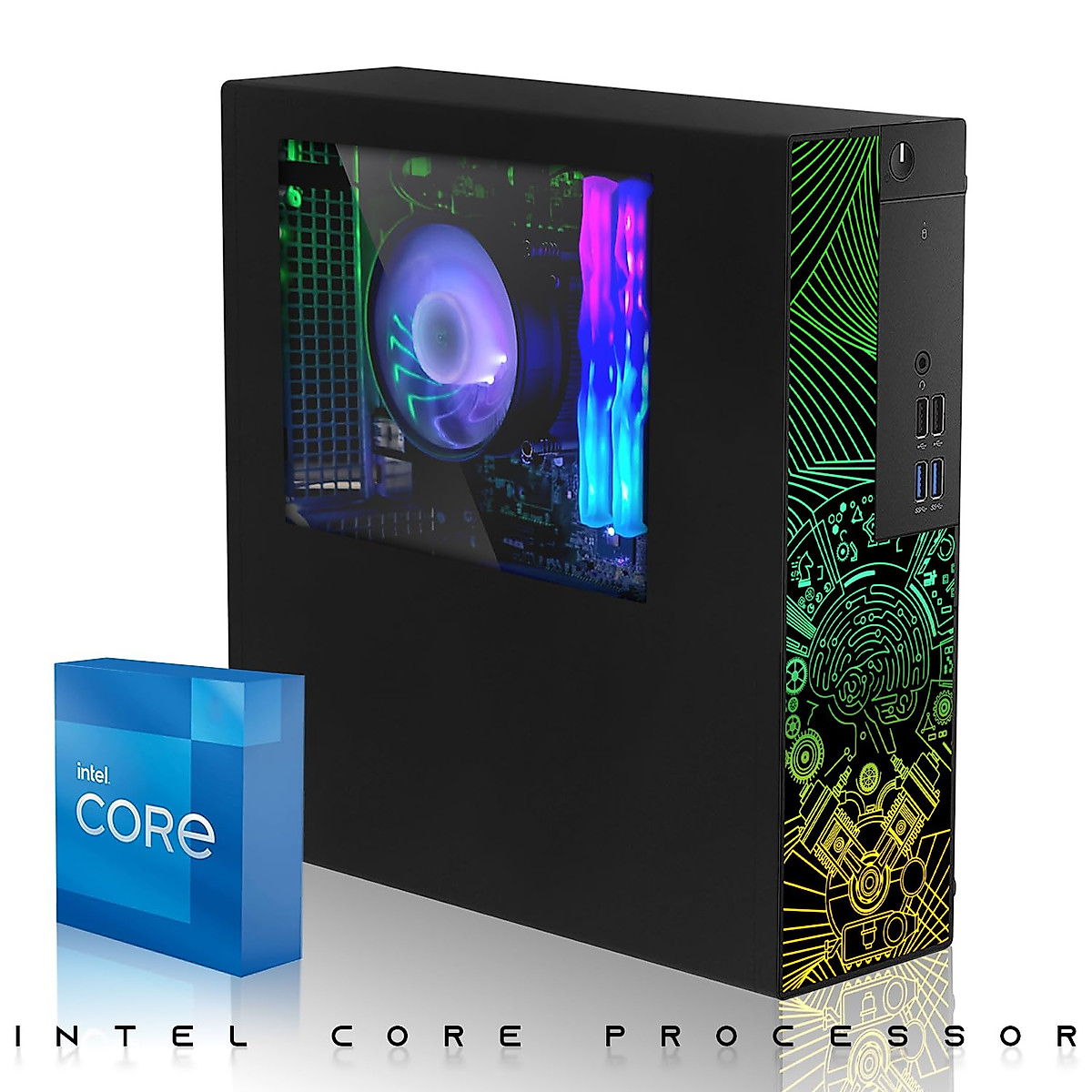 TechMagnet RGB Desktop Computer PC - Intel Core i5, 16GB ARGB RAM, 256GB SSD, 32 inch Curved Monitor with RGB Keyboard with AI-Enabled Copilot Key Mouse and RGB Soundbar Win 10 Pro (Renewed)