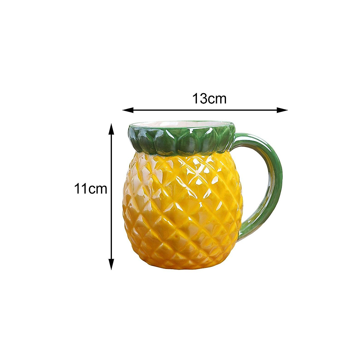 Fenteer Fruit Shape Coffee Mug Adorable Ceramic Coffee Milk Mug Teacup Funny Durable Water Cups Reusable for Festivals Home Daily Using Office, Pineapple