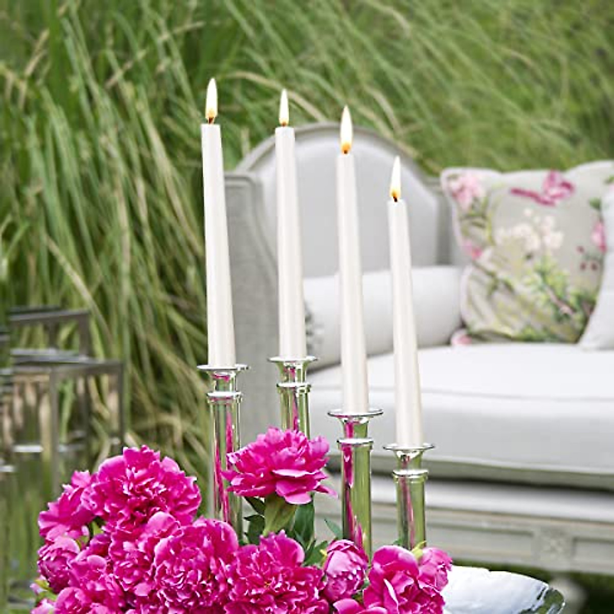 10 Inch Ivory Taper Candles, 12 Pack Unscented Candlesticks for Dinner, Wedding, Christmas, Seasonal Celebration and Home Decoration