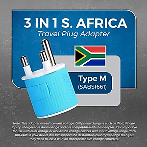 OREI South Africa, Botswana, Namibia Travel Plug Adapter with Dual USB - USA Input - Type M (U2U-10L), Will work with Cell Phones, Camera, Laptop, Tablets, iPad, iPhone