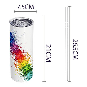 Lilsofee 25 Pack 20 oz Sublimation Tumblers with Lids and Straws Blank Stainless Steel Double Vacuum Metal Skinny Tumbler Heat Press Transfer Printing DIY Cups