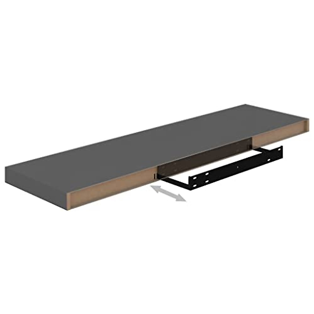 YUHI-HQYD Floating Wall Shelves,Wall Shelves for Living Room,Earthy Room Decor,Shelves for Wall Storage,Invisible mounting System,for Bedroom, Living Room, 2 pcs High Gloss Gray 35.4"x9.3"x1.5" MDF