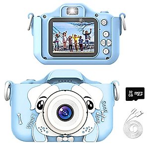 URMAGIC Kids Camera for Girls and Boys,2 Inch HD Screen 2000w Dual-Camera, Children Camera Digital Video,32GB SD Card Include, Kid Toys Gift for Christmas Birthday, for 3 - 12 Years Old Boys Girls