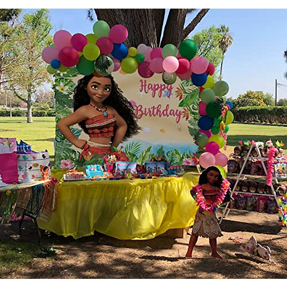 7x5ft Moana Backdrop Maui Summer Beach Princess Girls Birthday Photo Background Baby Shower Party Supplies Cake Table Decorations