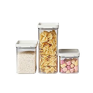 MEPAL, OMNIA 3 Piece Food Storage Box Set for Cereal or Pasta with 3 Lids, Airtight, BPA Free, White, 1 Set