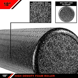 JFIT High Density Foam Roller, Black, 18-Inch