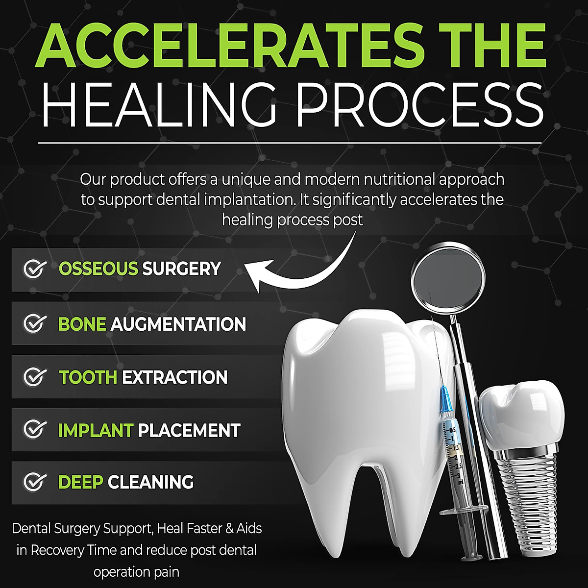 Augment Nutrition Dental Implant Support Supplement - Support Bone Formation & Osseointegration - All-Natural Formula with Vitamins & Micronutrients - Non-Synthetic & Non-GMO (90 Servings)