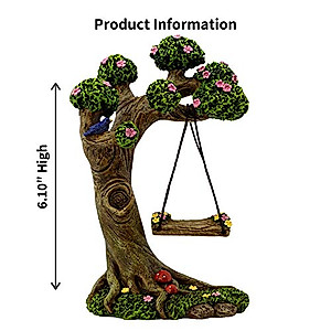 PRETMANNS Fairy Garden Accessories – Fairy Garden Fairies - Fairy Garden Kit, with Garden Fairies – Cute Garden Fairy Miniatures & Fairy Tree Swing with Puppy – 4 Piece Fairy Set